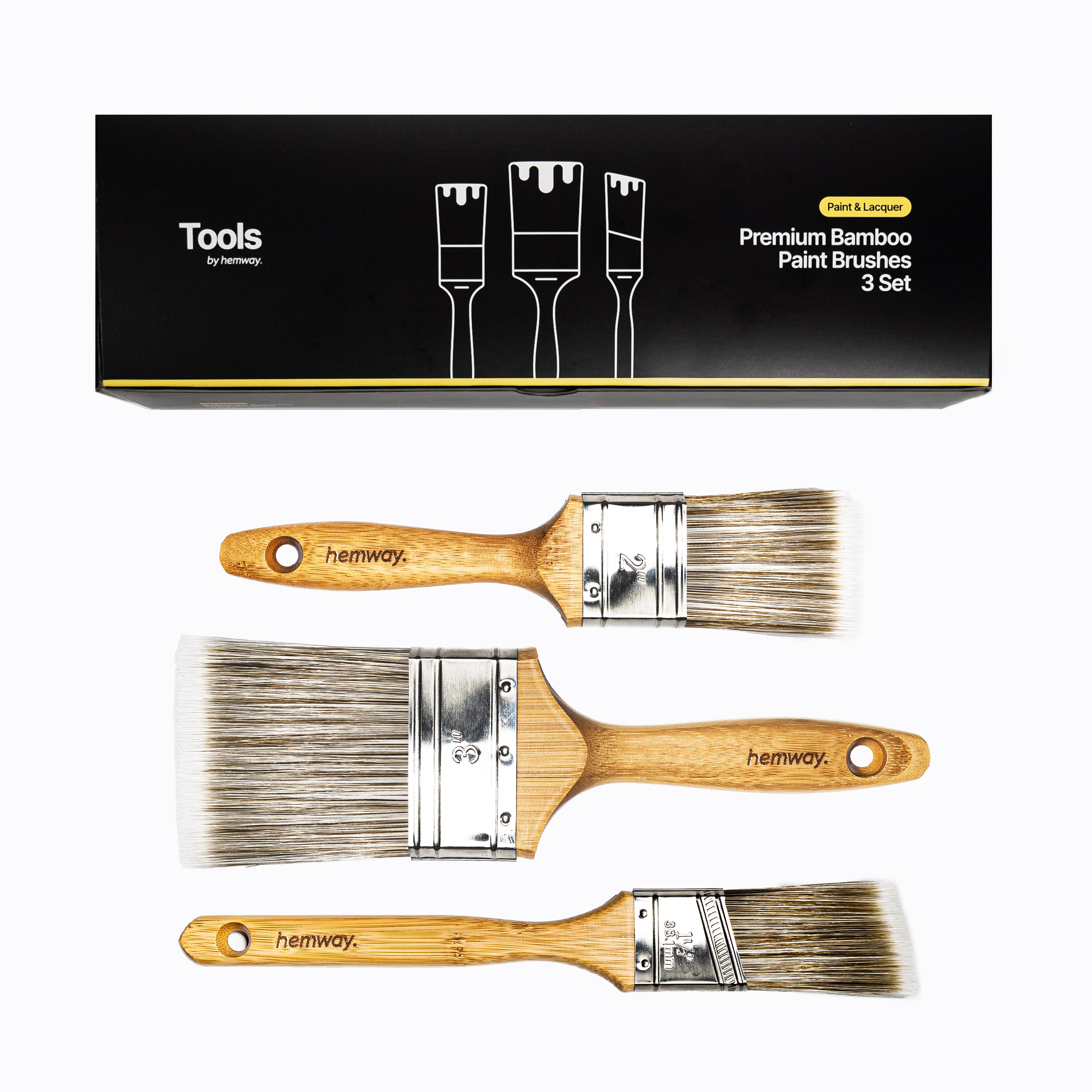 Premium Bamboo Paint Brush 3 Set | For Indoor Outdoor Emulsion Paint