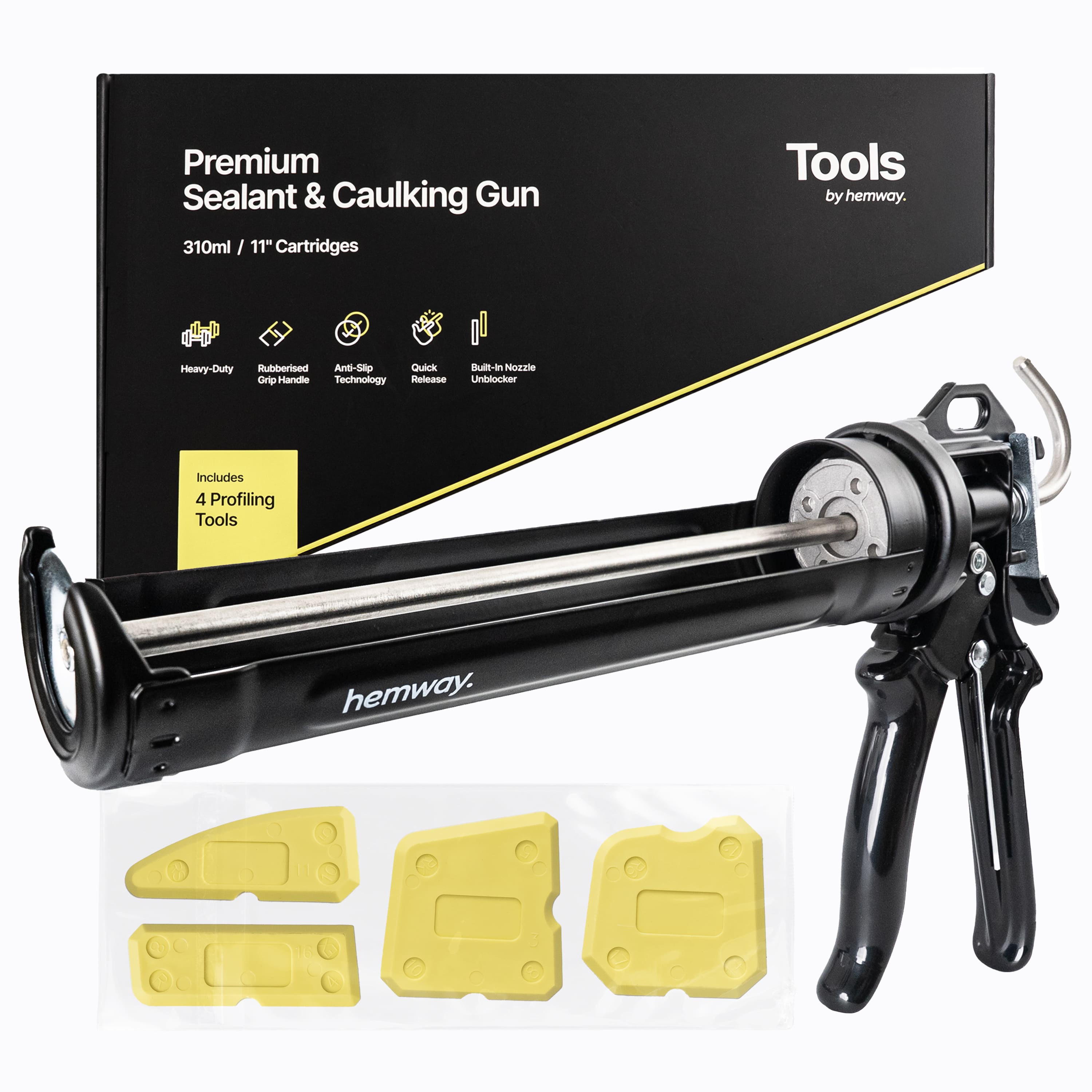 Premium Sealant Caulking Gun & Profiling Tool 4 Piece Kit