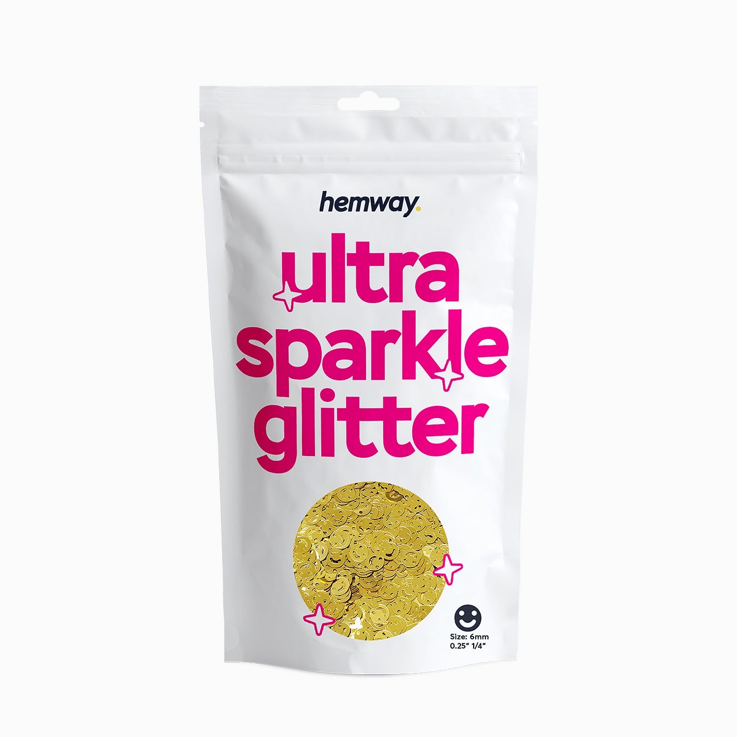 Shaped Ultra Sparkle Glitter | Smiling Face | Cosmetic, Festival, Crafts